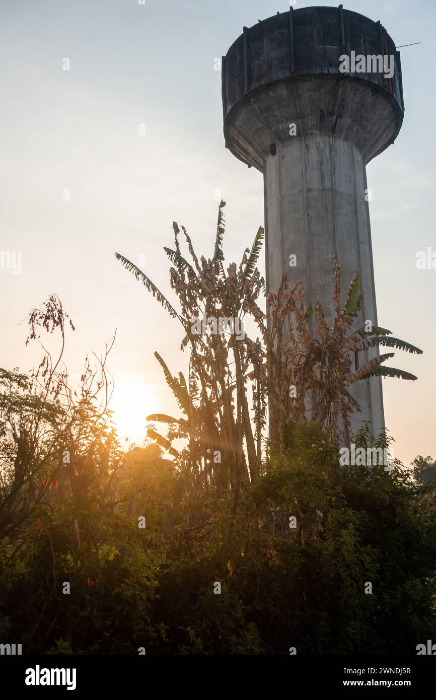 Rural Landscape: Old Concrete Overhead Water Tank in North Indian ...