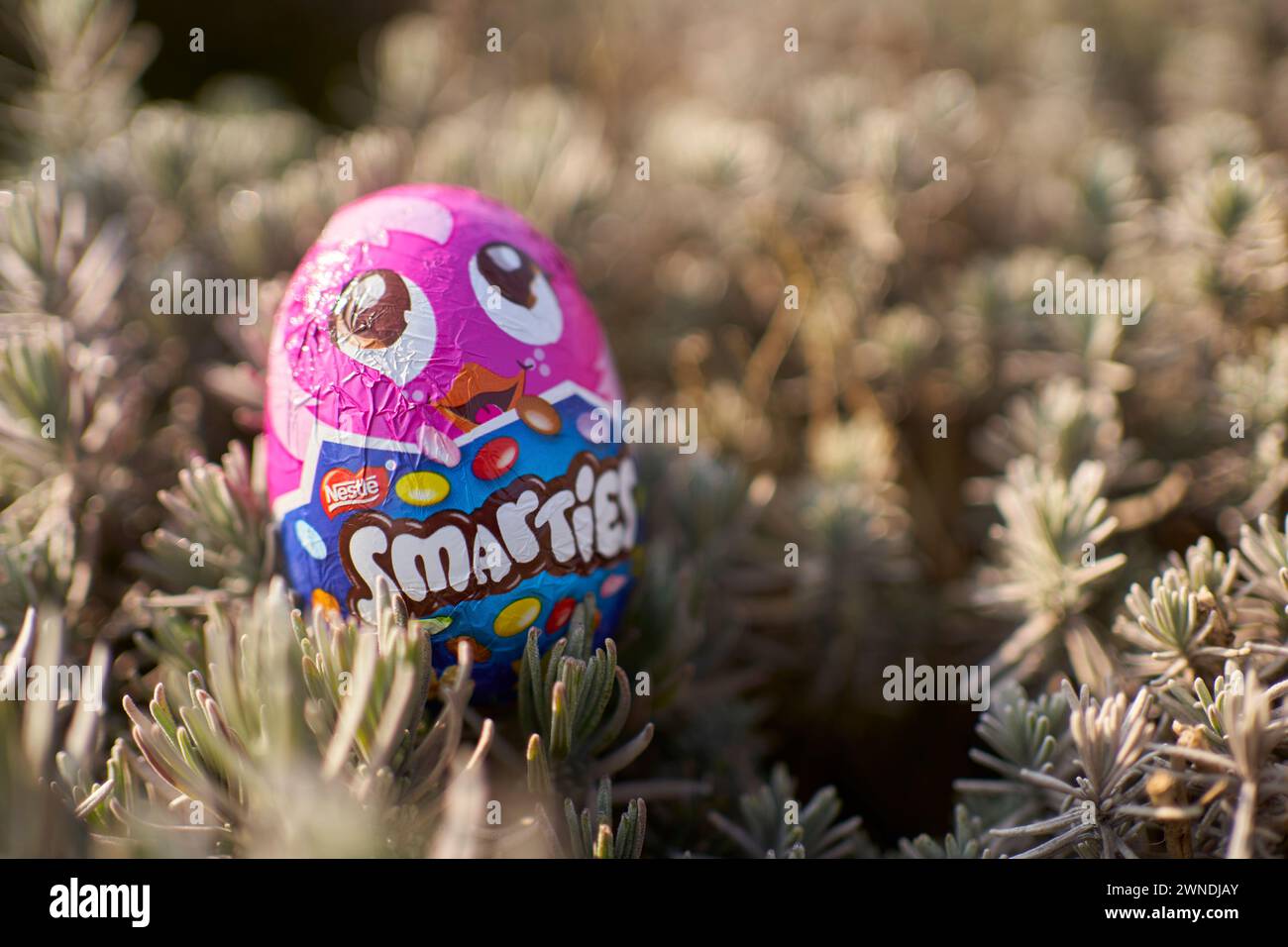 Stuttgart, Germany - February 29, 2024: Pink Nestle Smarties Easter egg ...