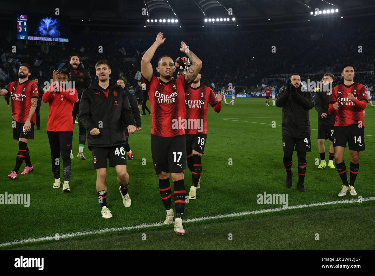 Final joy (Milan) during the Italian Serie A match between Lazio 0-1 ...