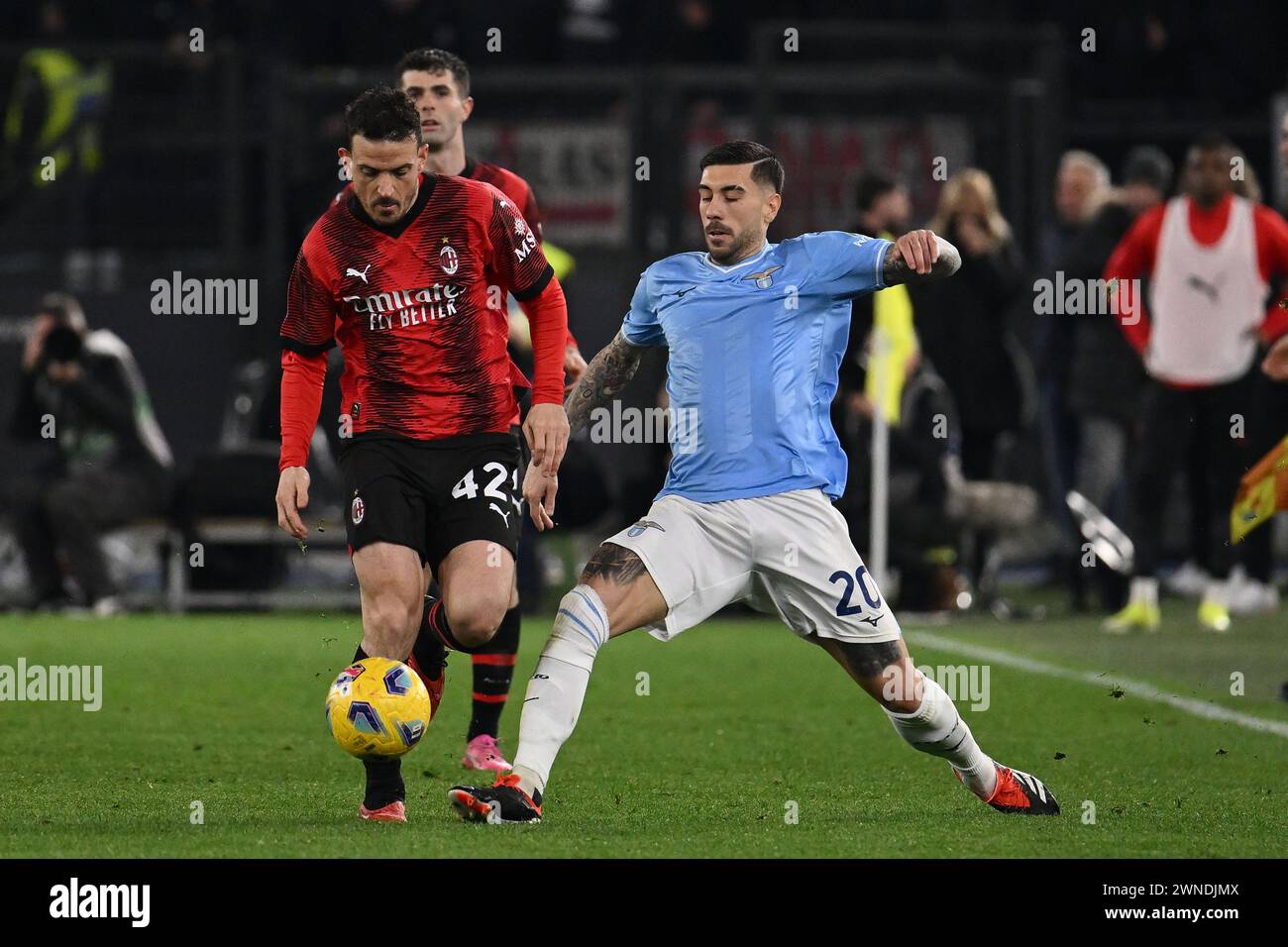 Alessandro Florenzi (Milan)Mattia Zaccagni (Lazio) during the Italian ...