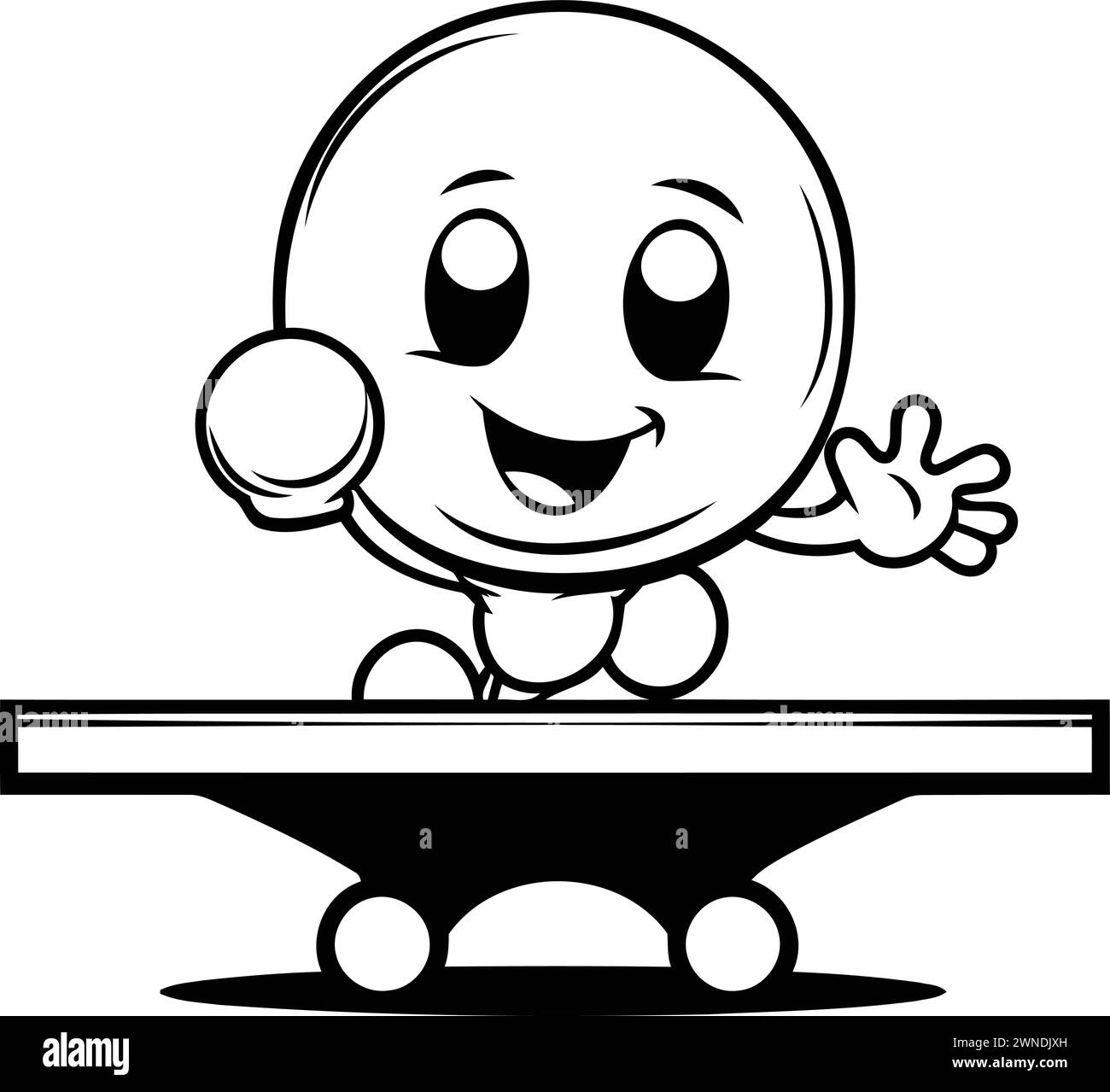 Cartoon illustration of a happy table tennis player on a white ...