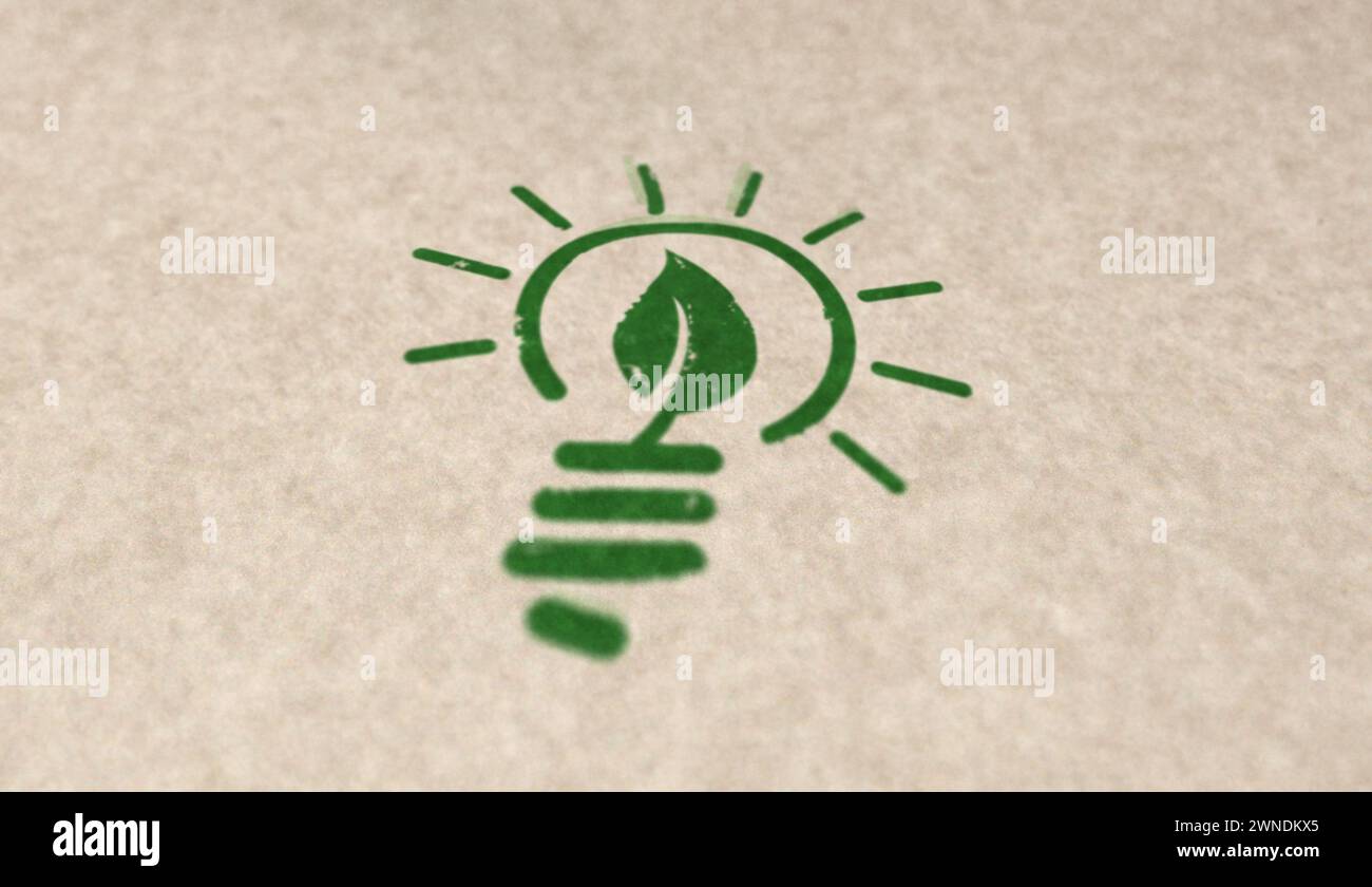 Eco friendly idea stamp icons in few color versions. Green energy and ...