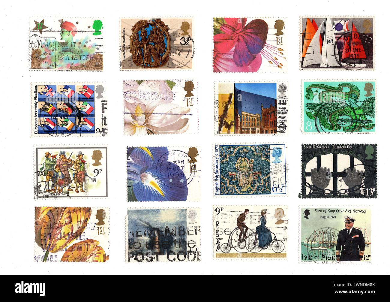 A montage of pre decimal vintage postage stamps from Great Britain ...
