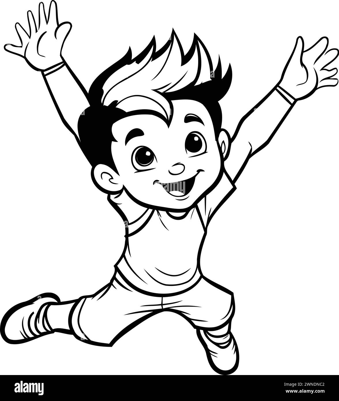 Cartoon character book jumping Black and White Stock Photos & Images ...