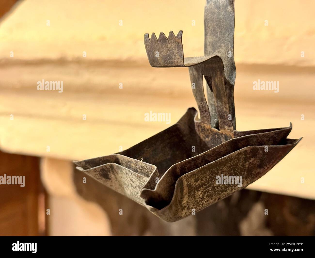An old oil lamp in a spanish traditional countryside house. Also known ...