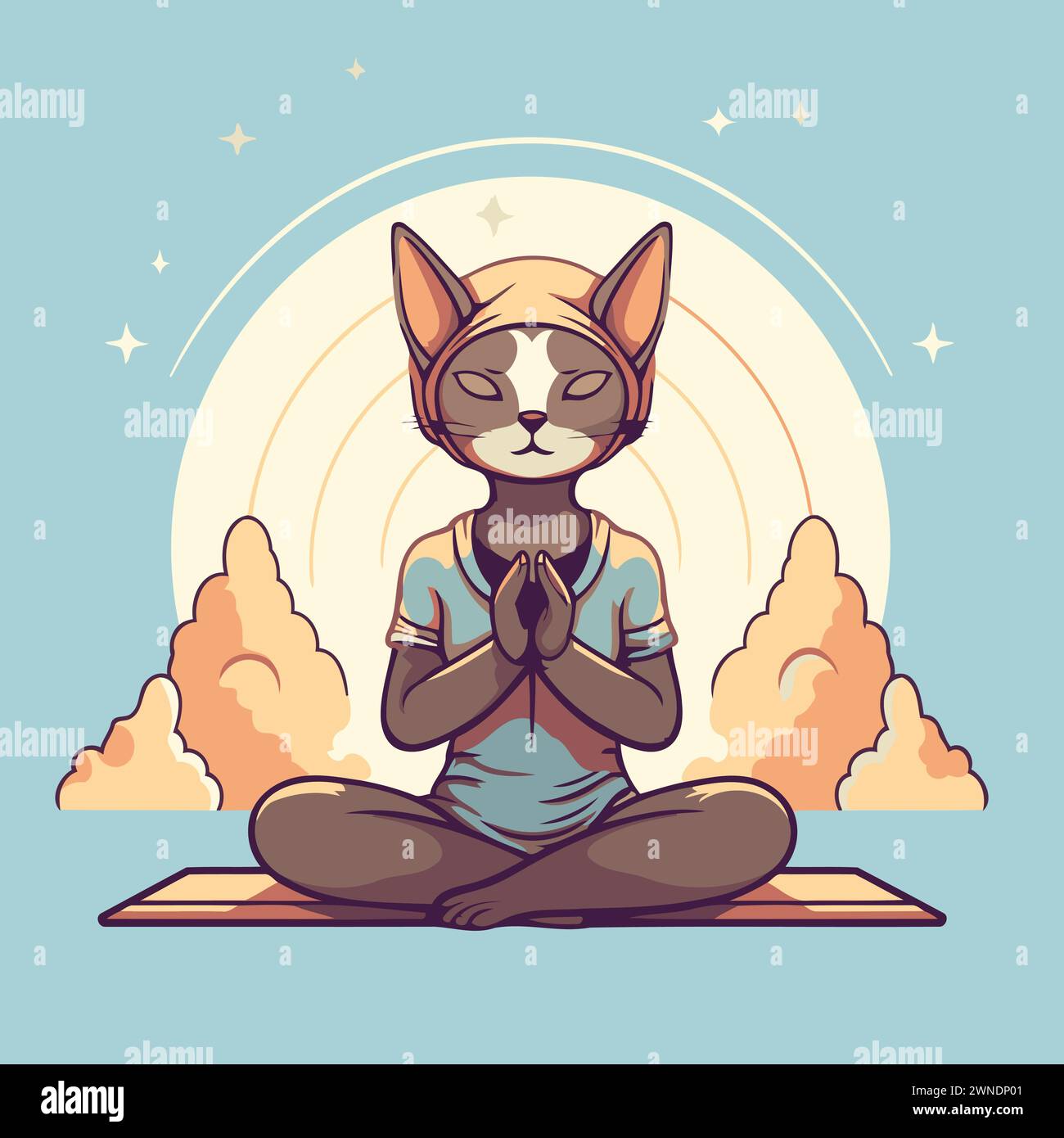 Meditating cat Stock Vector Images - Alamy