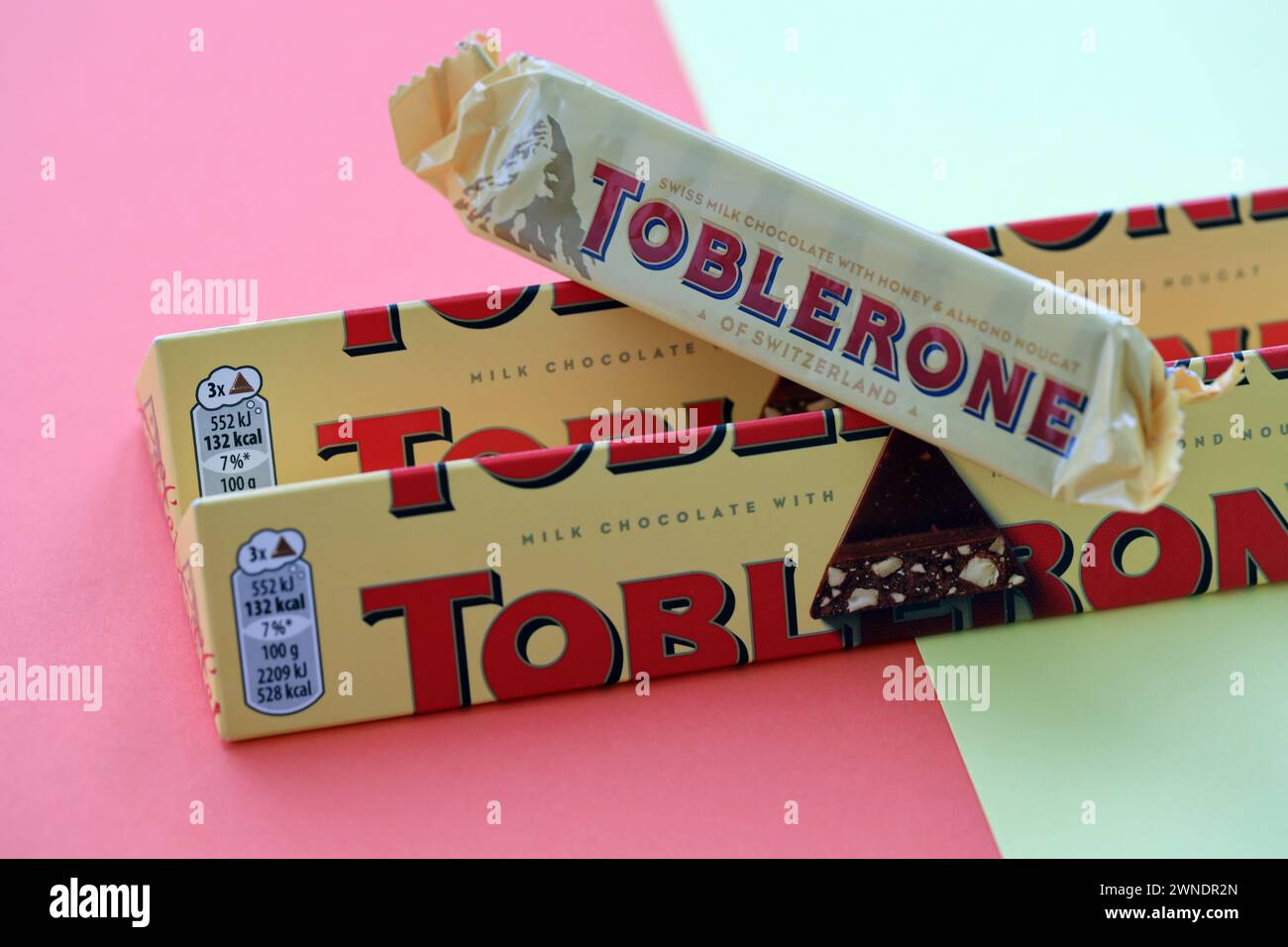 KYIV, UKRAINE - OCTOBER 31, 2023 Yellow Toblerone Chocolate Bar ...