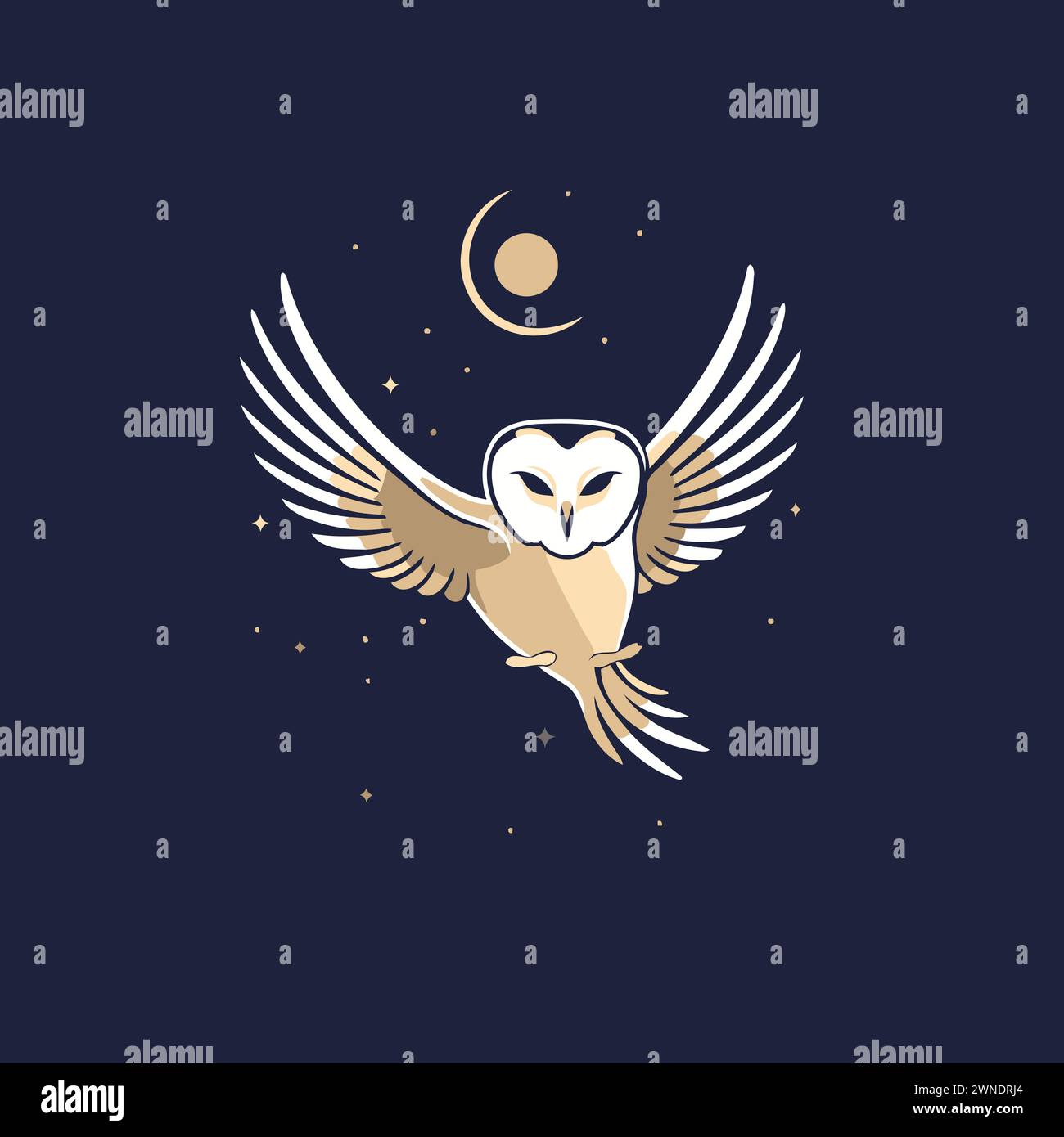 Owl in flight illustration Stock Vector Images - Alamy
