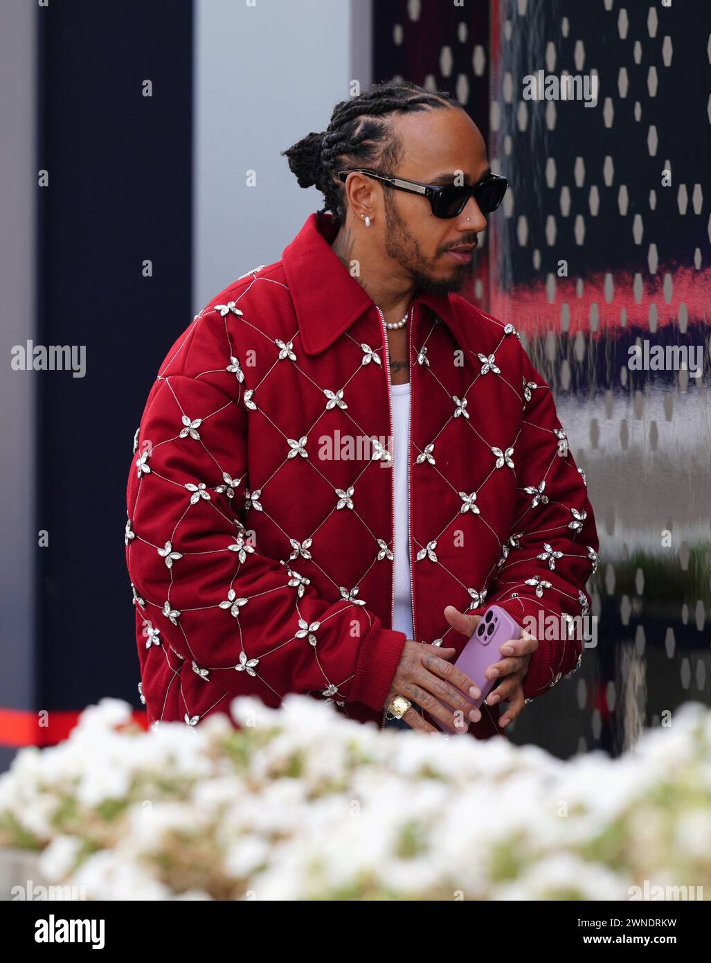 Mercedes' Lewis Hamilton before the Bahrain Grand Prix at the Bahrain ...