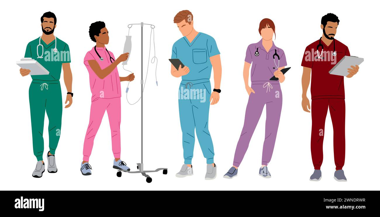 Set of different doctors medical workers isolated Stock Vector Image ...