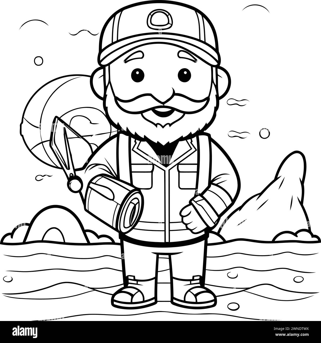 Fisherman cartoon clipart Black and White Stock Photos & Images - Alamy