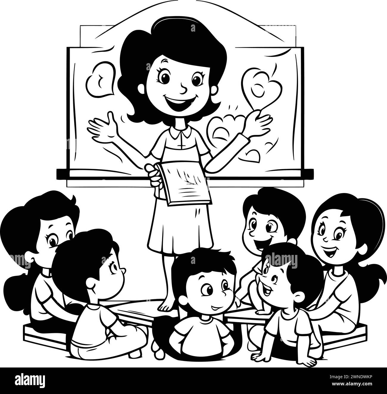 Cartoon boy chalkboard teaching class hi-res stock photography and ...