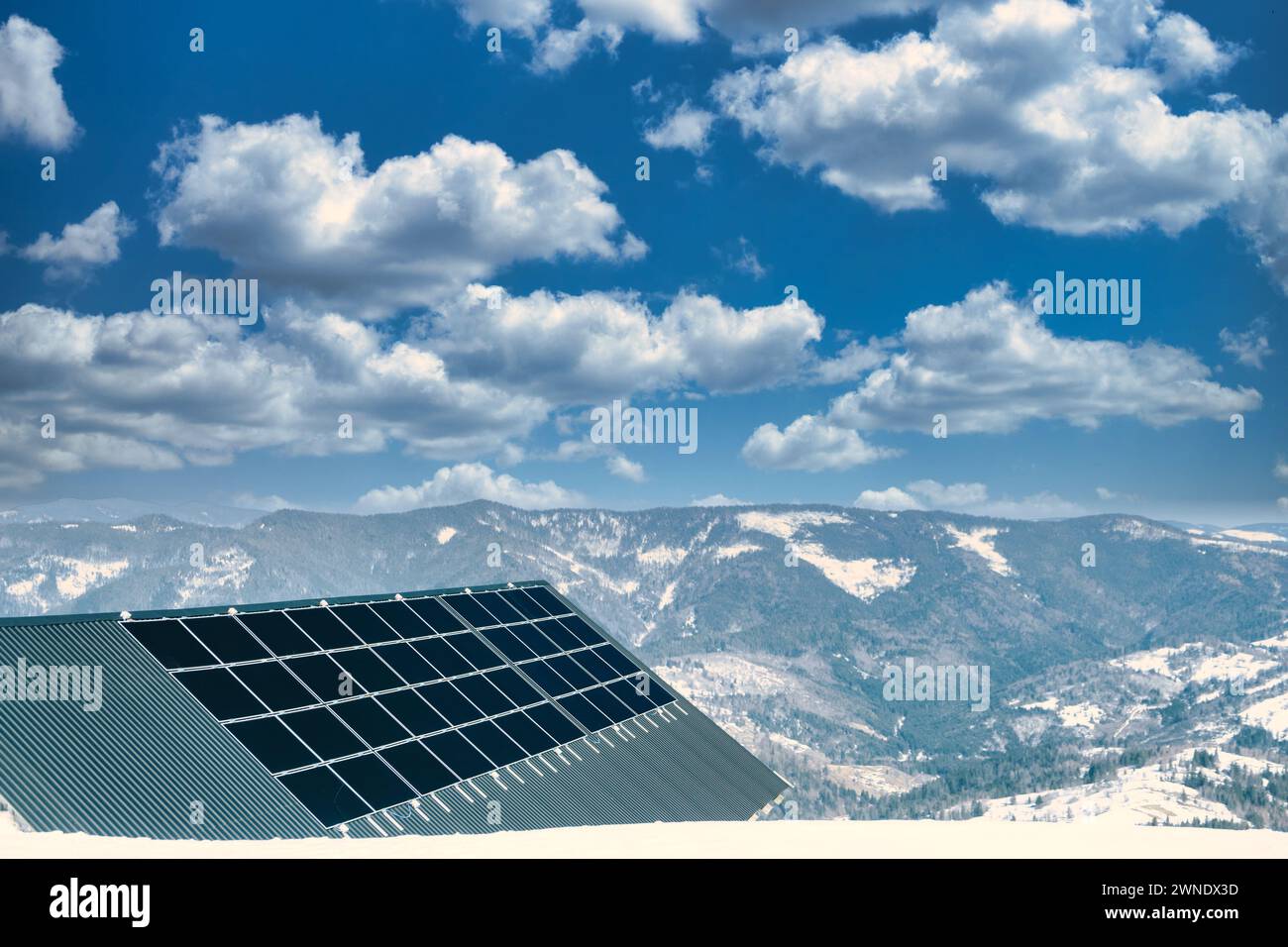 solar panels with the clouds sky. solar panels with sun reflection ...