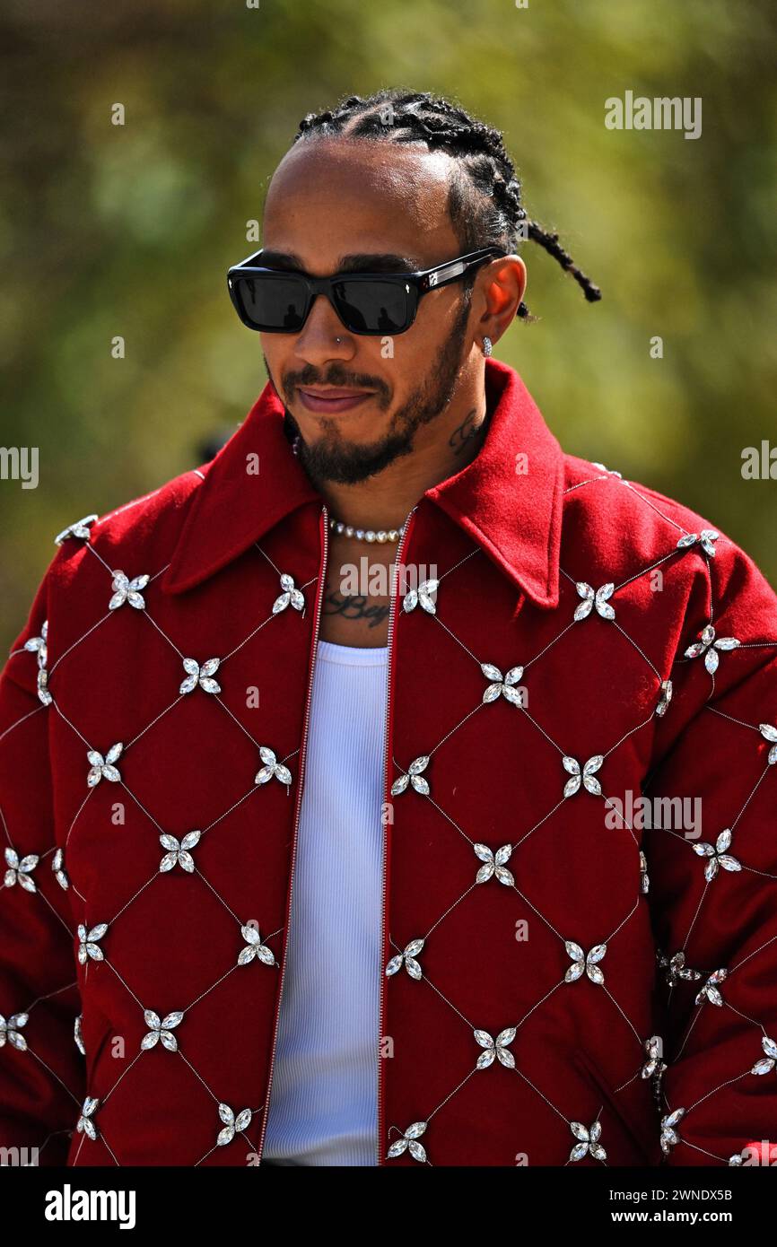 Sakhir, Bahrain. 02nd Mar, 2024. Lewis Hamilton (GBR) Mercedes AMG F1 ...