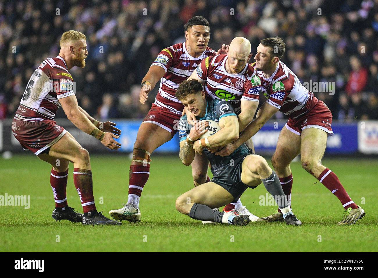 Wigan, England - 1st March 2024 - Liam Farrell and Jake Wardle of Wigan ...