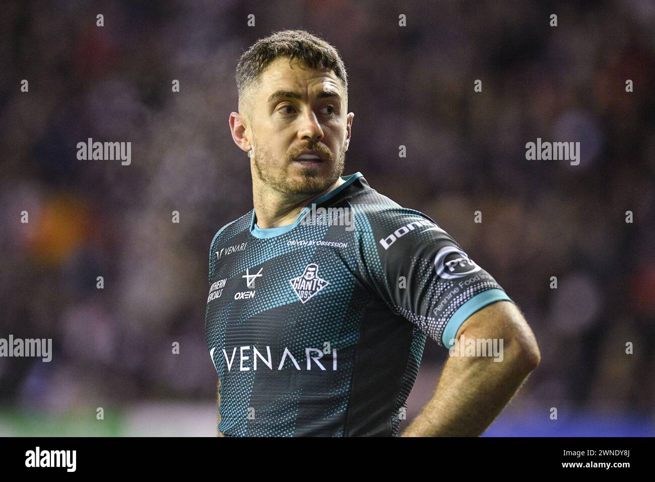 Wigan, England - 1st March 2024 - Adam Clune (7) of Huddersfield Giants ...