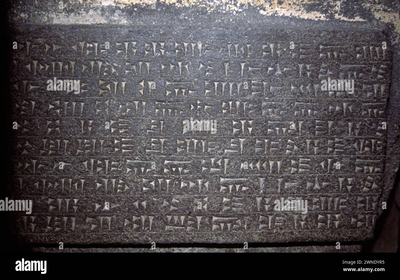 Archival analogue image. Yerevan Armenia 2003. Ancient cuneiform inscription of King Argishti I ...