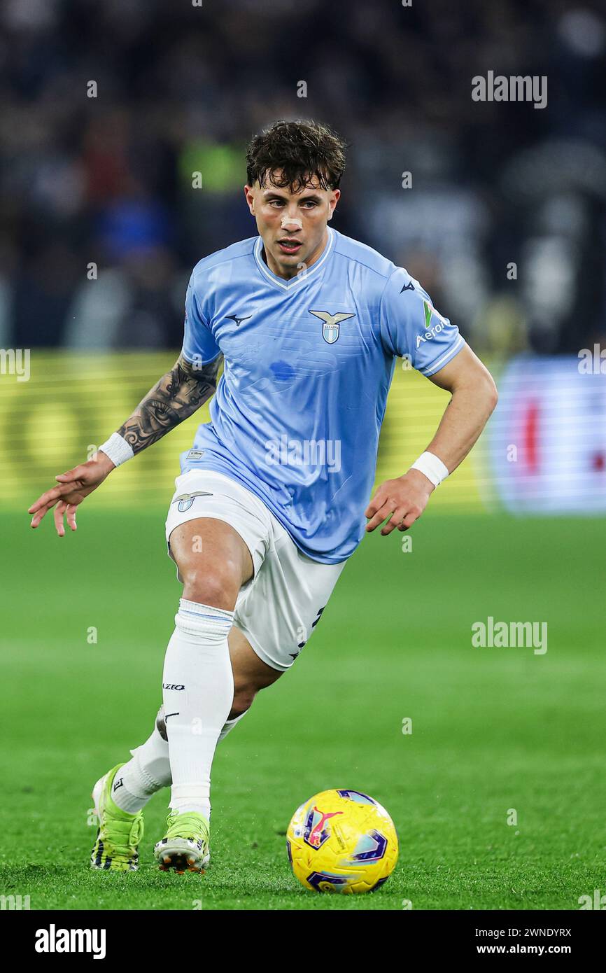 Lazio's Italian defender Luca Pellegrini controls the ball during the Serie A football match SS ...