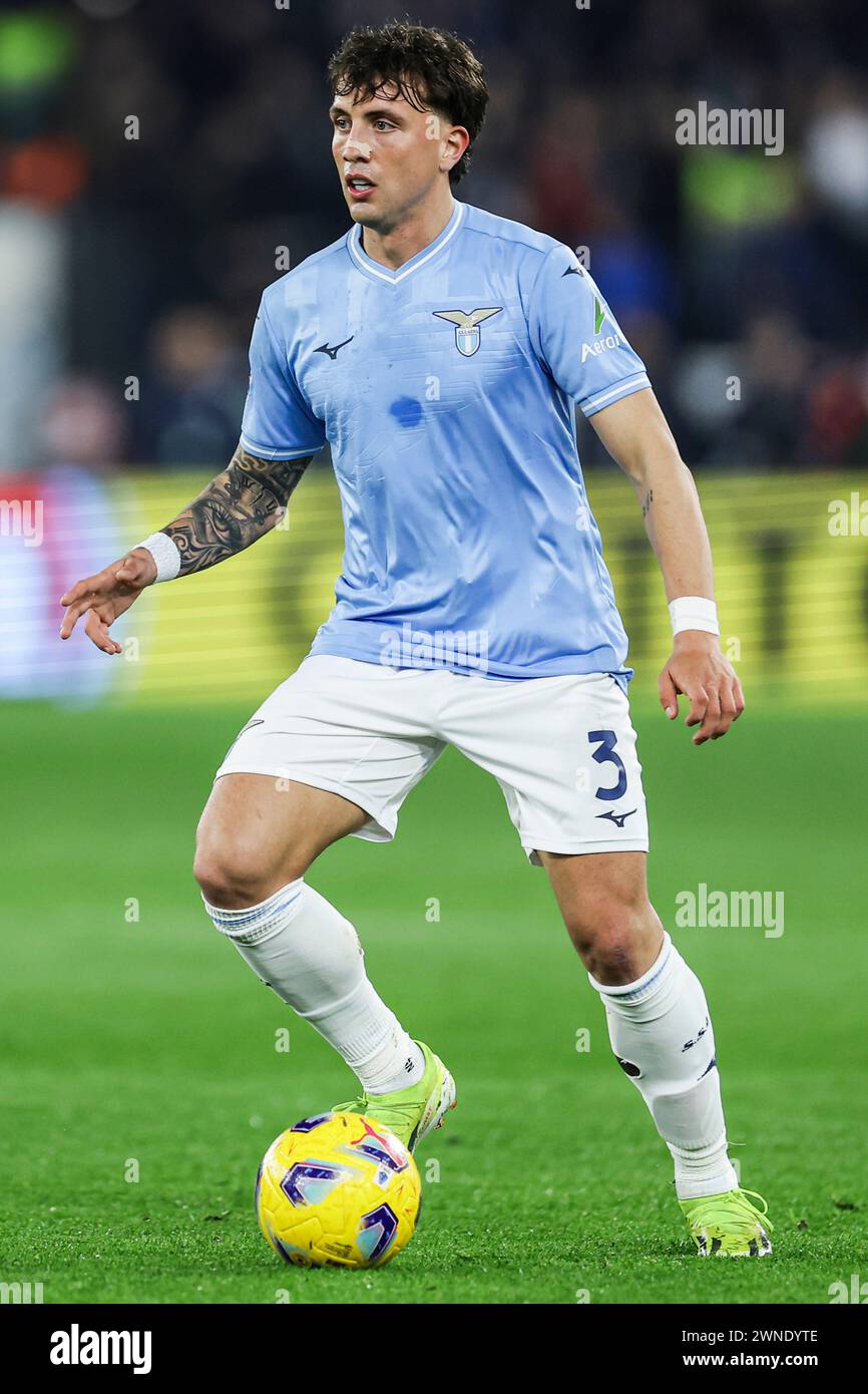 Lazio's Italian defender Luca Pellegrini controls the ball during the Serie A football match SS ...