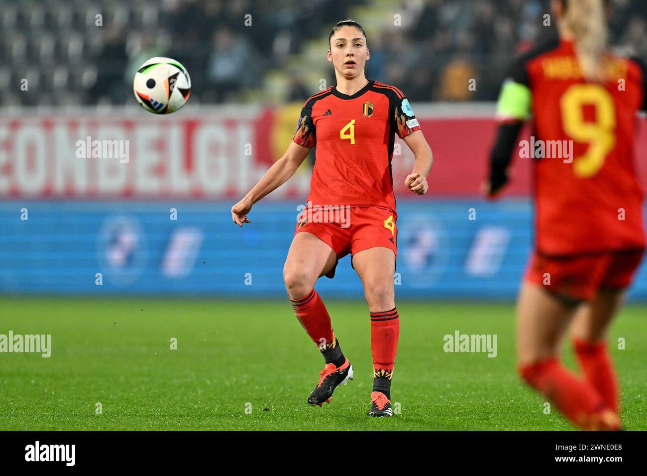 Leuven, Belgium. 27th Feb, 2024. Amber Tysiak (4) of Belgium pictured ...