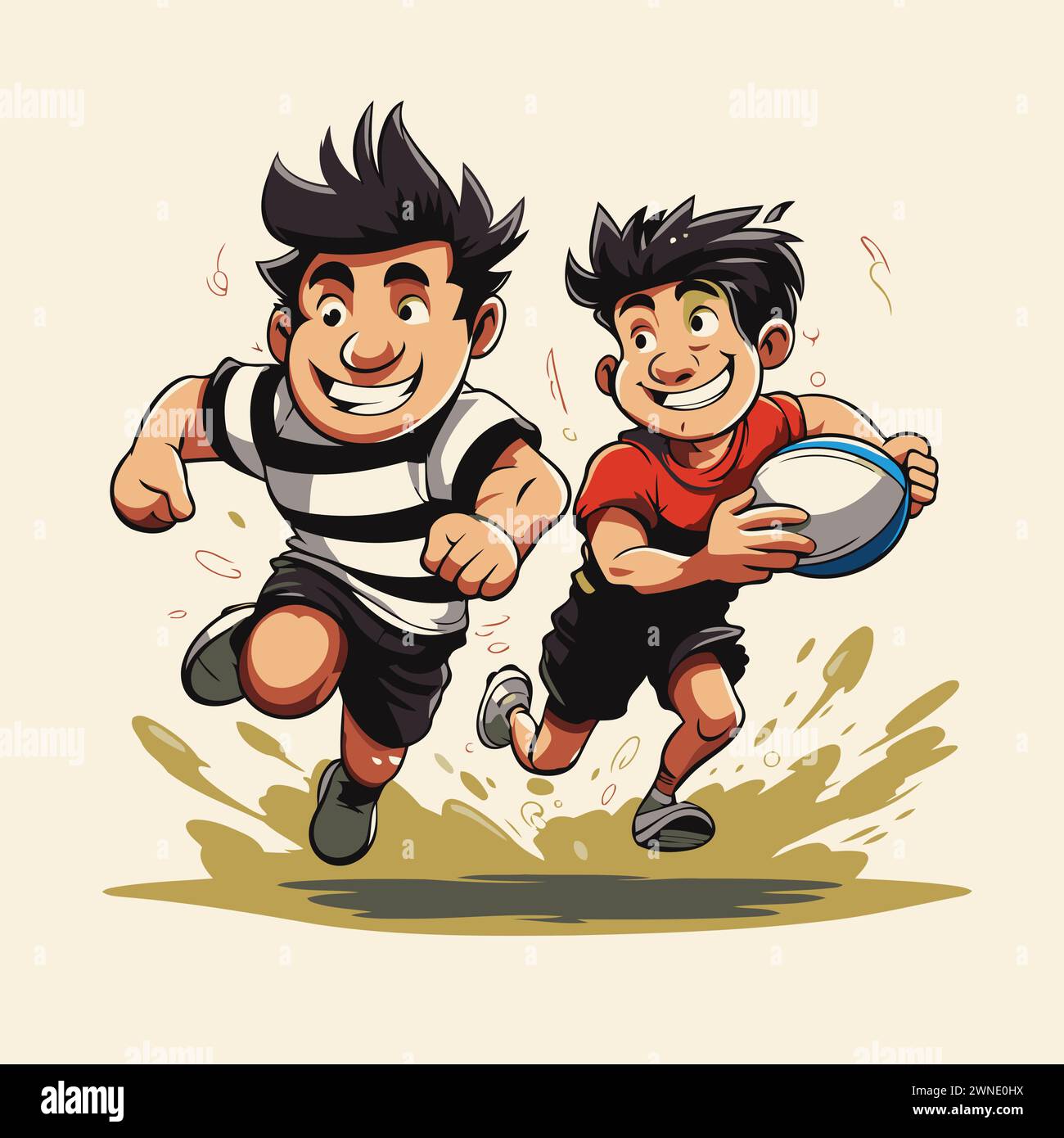 Vector illustration cartoon rugby player hi-res stock photography and ...