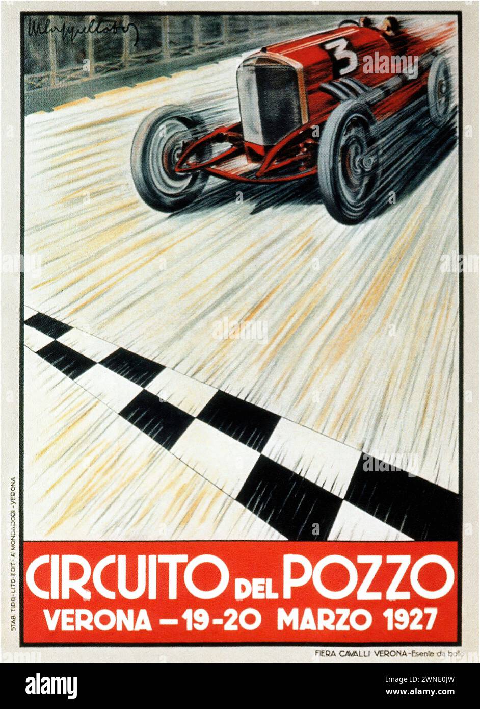 This image advertises the "Circuito del Pozzo" car race in Verona ...