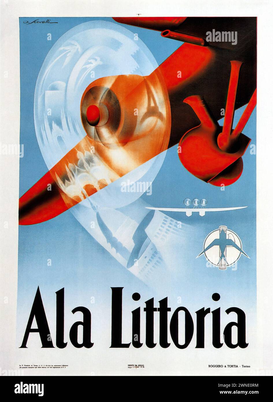 "Ala Littoria" Vintage Italian Advertising depicting an airplane ...