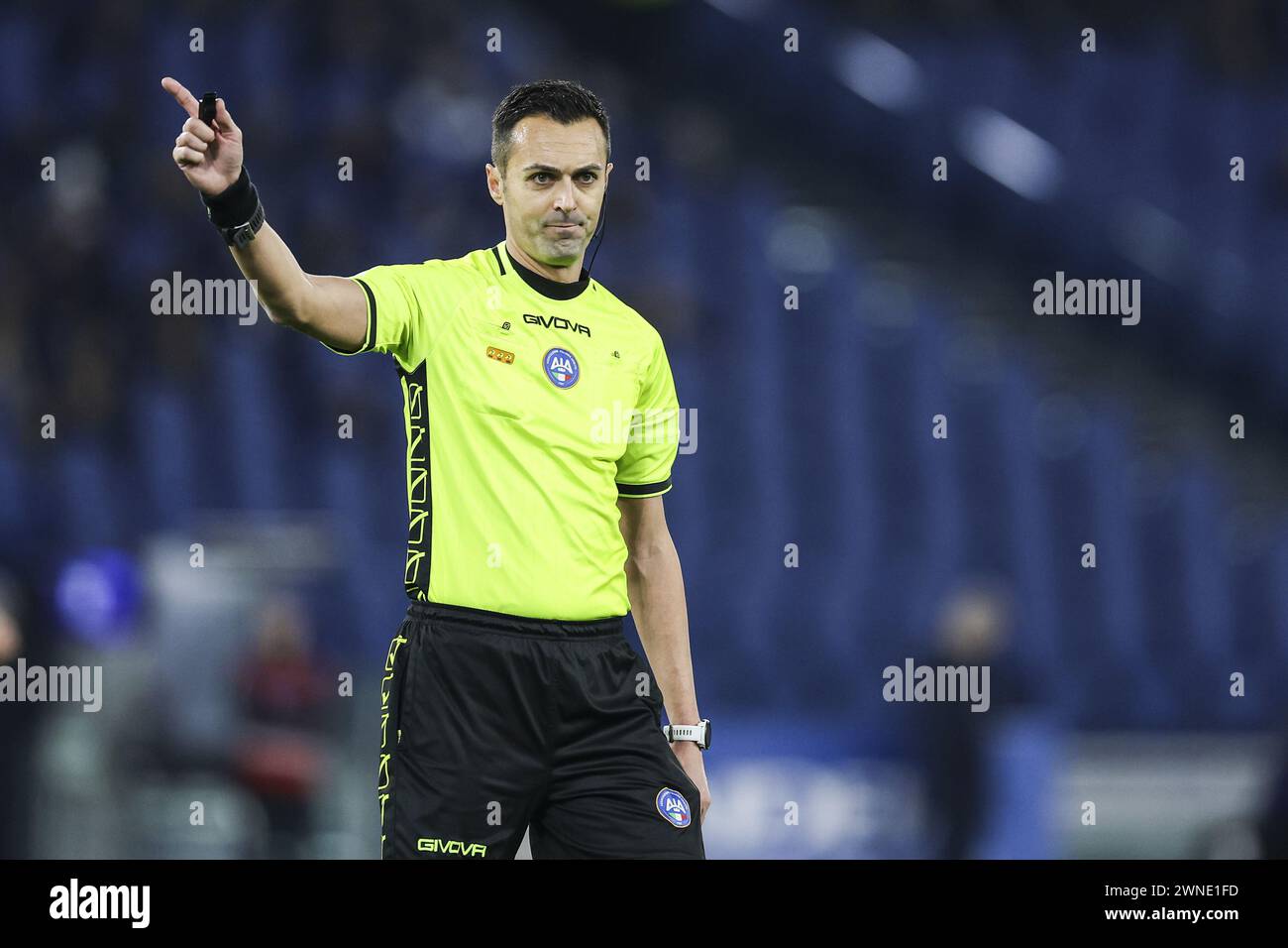 Rome, Italy. 01st Mar, 2024. Italian referee Marco Di Bello during the Serie A football match SS ...