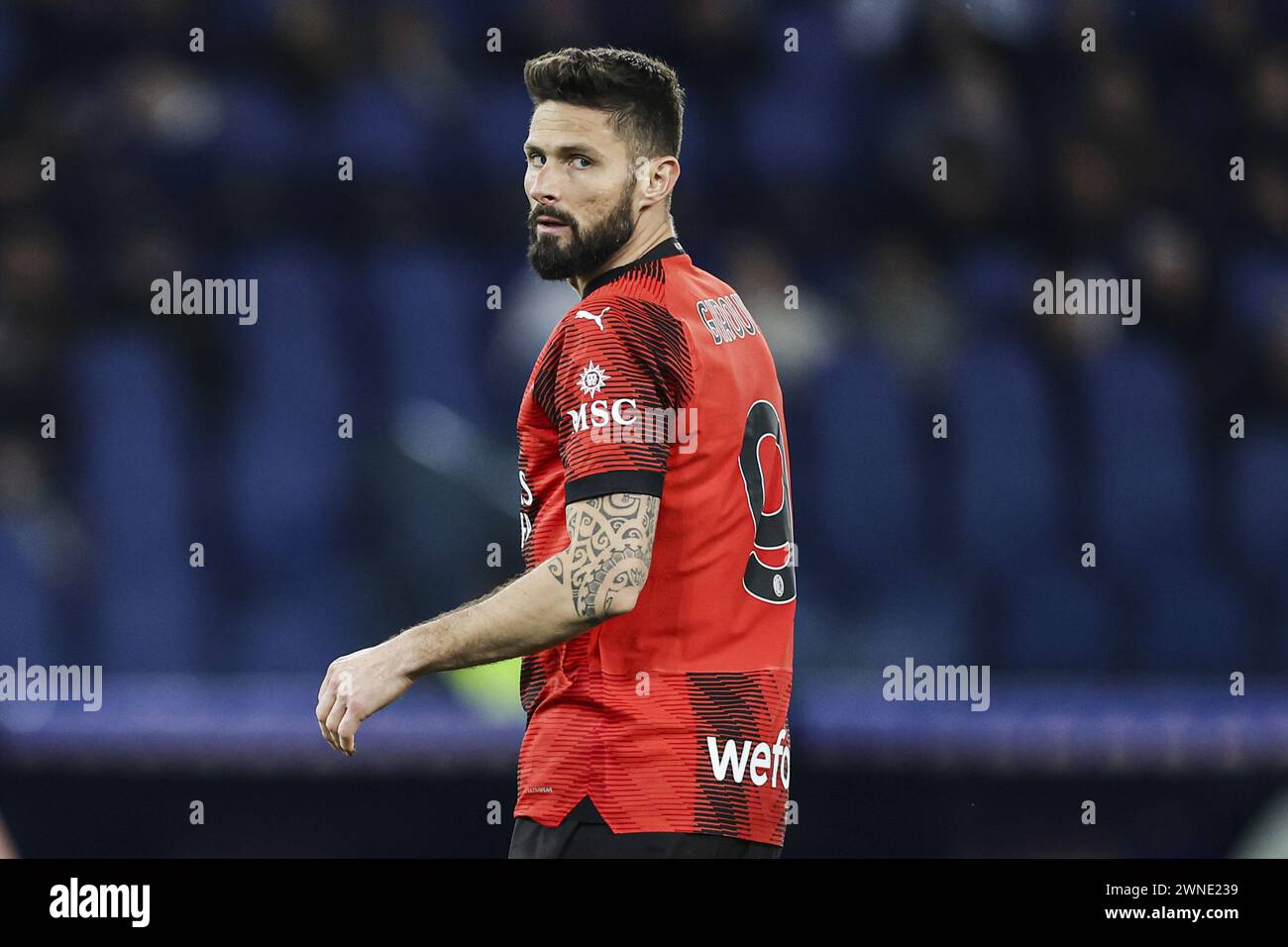 Rome, Italy. 01st Mar, 2024. Milan's French forward Olivier Giroud ...