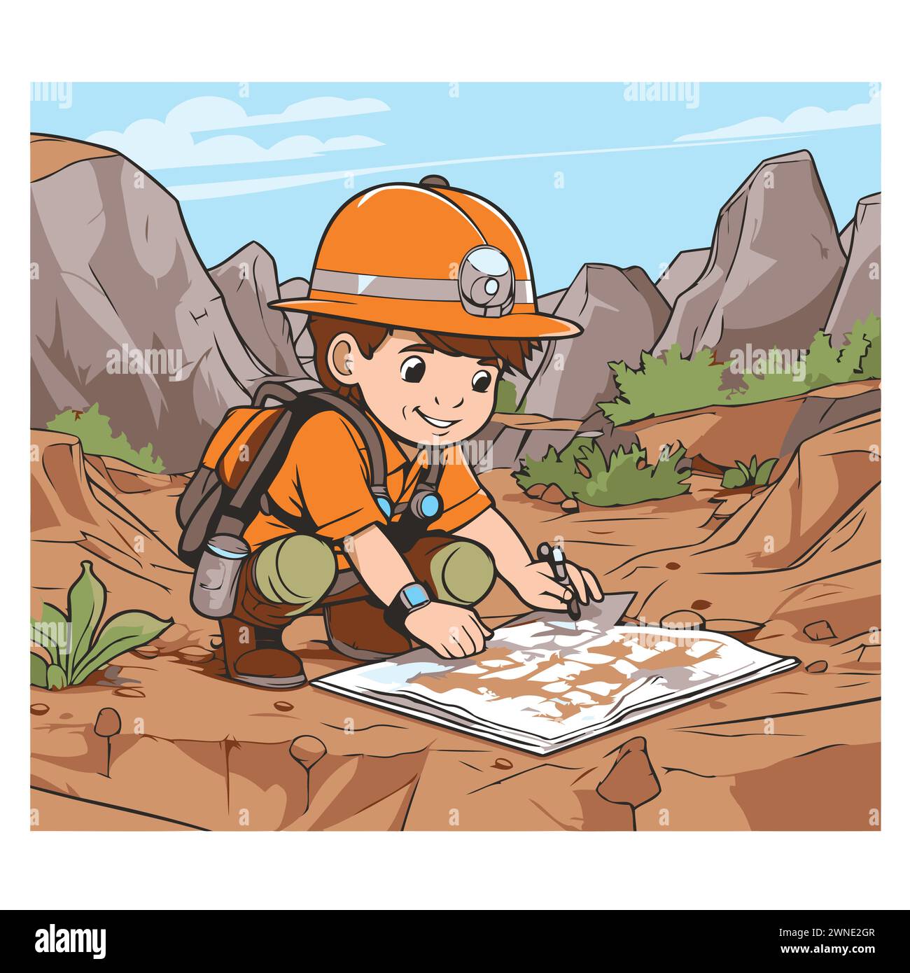 Man trekking in the mountains Stock Vector Images - Alamy