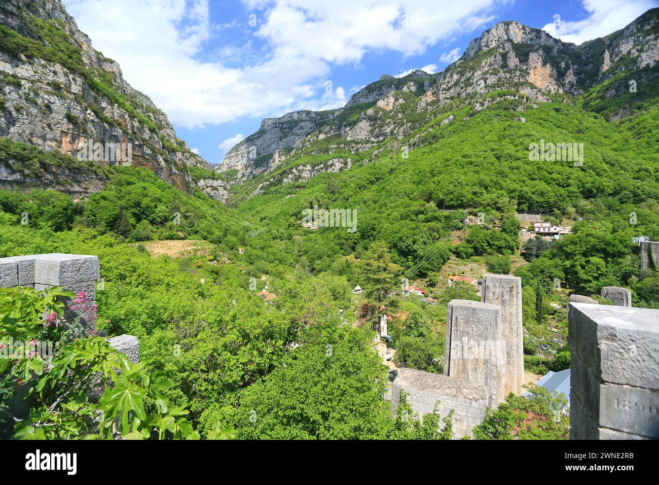The Loup valley in the Prealpes d'Azur regional park in the back ...