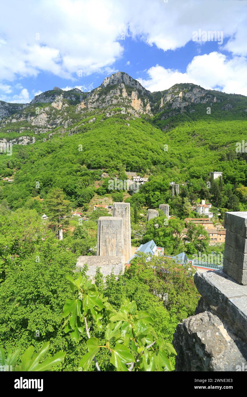 The Loup valley in the Prealpes d'Azur regional park in the back ...