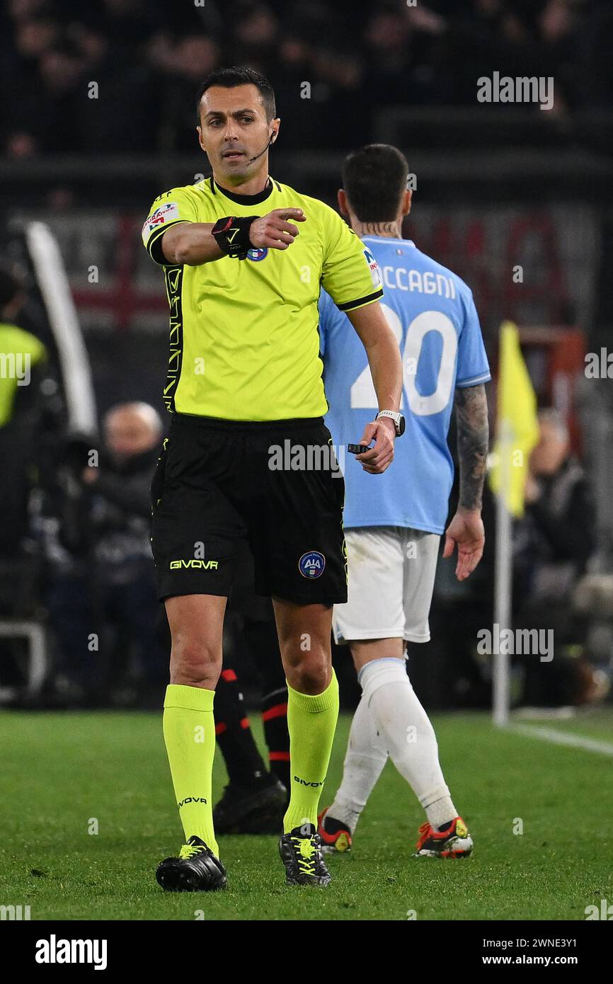 Rome, Italy. 01st Mar, 2024. Referee Marco di Bello during the 27th day of the Serie A ...