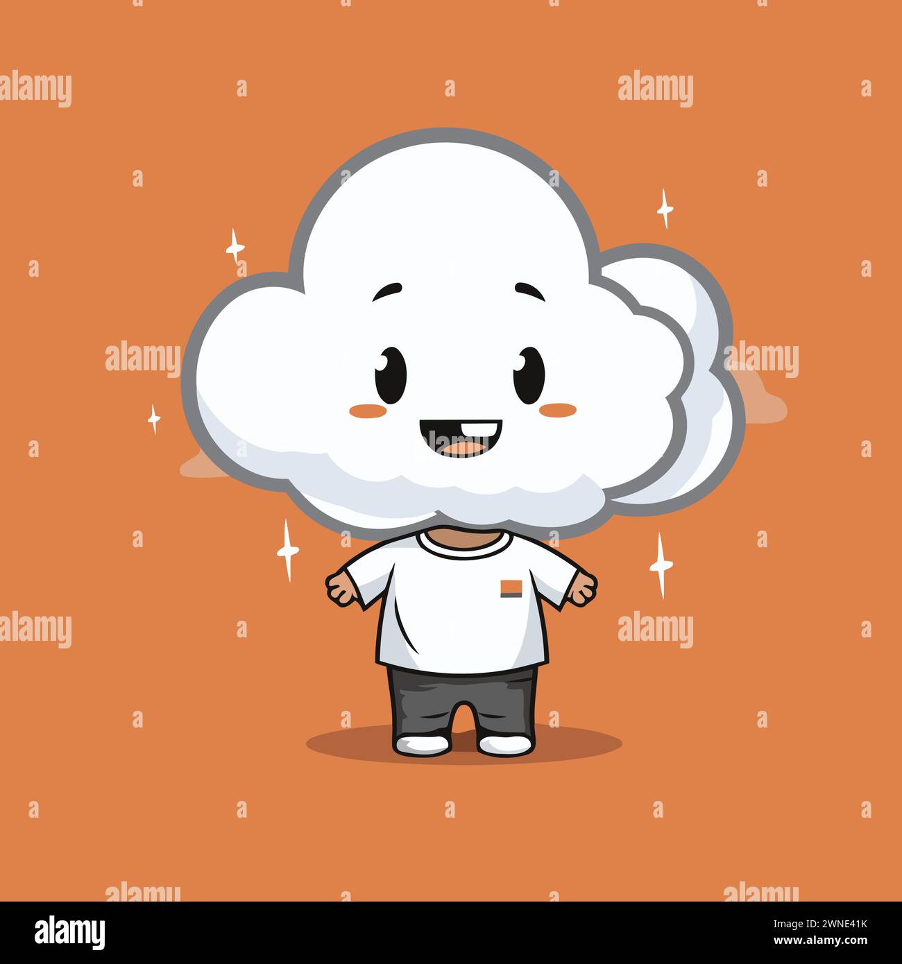 Cute cartoon cloud boy on orange background. Vector illustration. eps10 ...