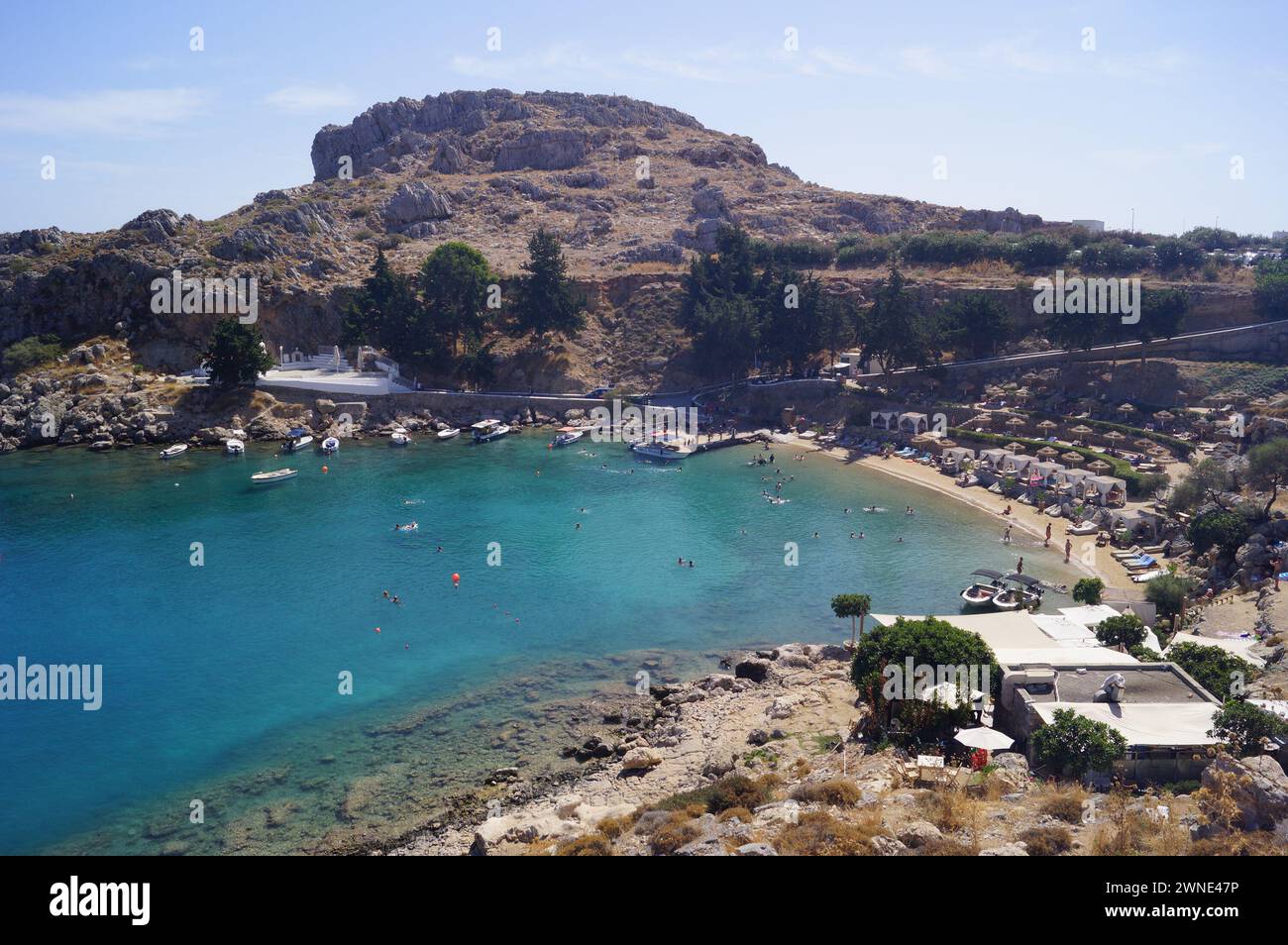 Panoramic view of Agios Pavlos Beach and St Paul's chapel near Lindos, Rhodes (Greece Stock ...