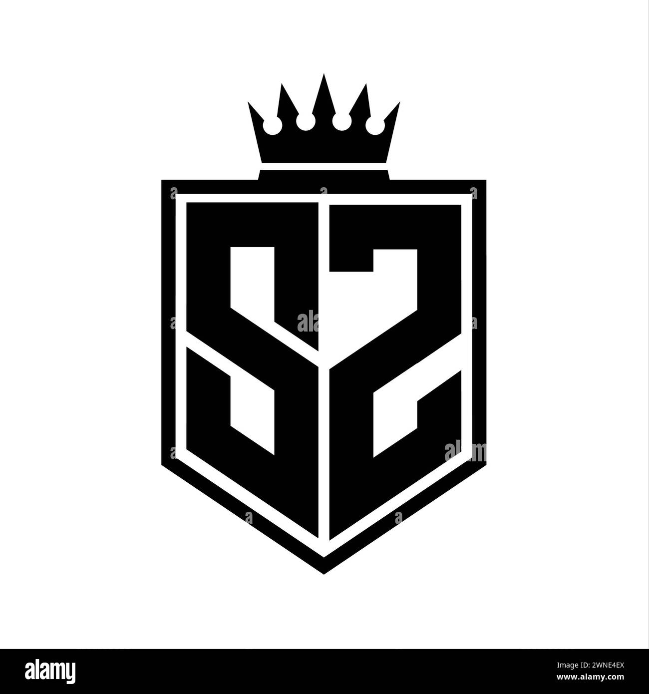 SZ Letter Logo monogram bold shield geometric shape with crown outline ... SZ Letter Logo monogram bold shield geometric shape with crown outline ...