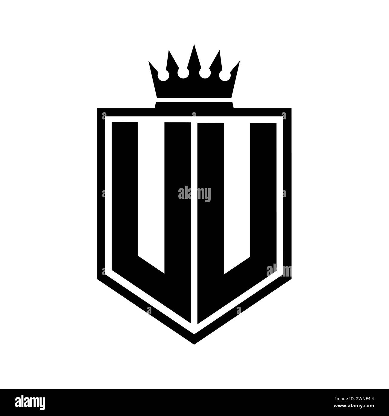 UU Letter Logo monogram bold shield geometric shape with crown outline ...