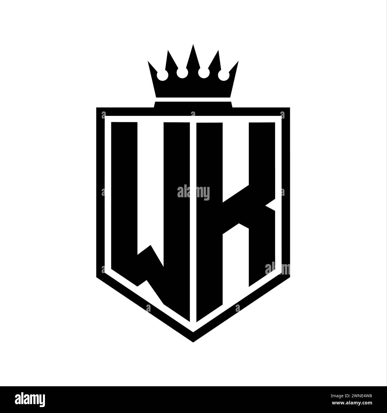 WK Letter Logo monogram bold shield geometric shape with crown outline ... WK Letter Logo monogram bold shield geometric shape with crown outline ...