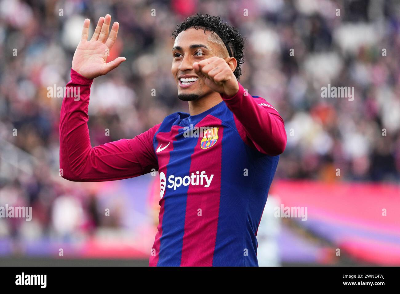 Raphael Dias Belloli Raphinha of FC Barcelona celebrates his goal ...