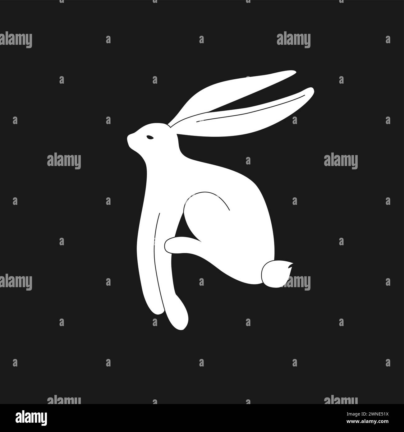 Black and White Linocut of Easter hare Stock Vector Image & Art - Alamy