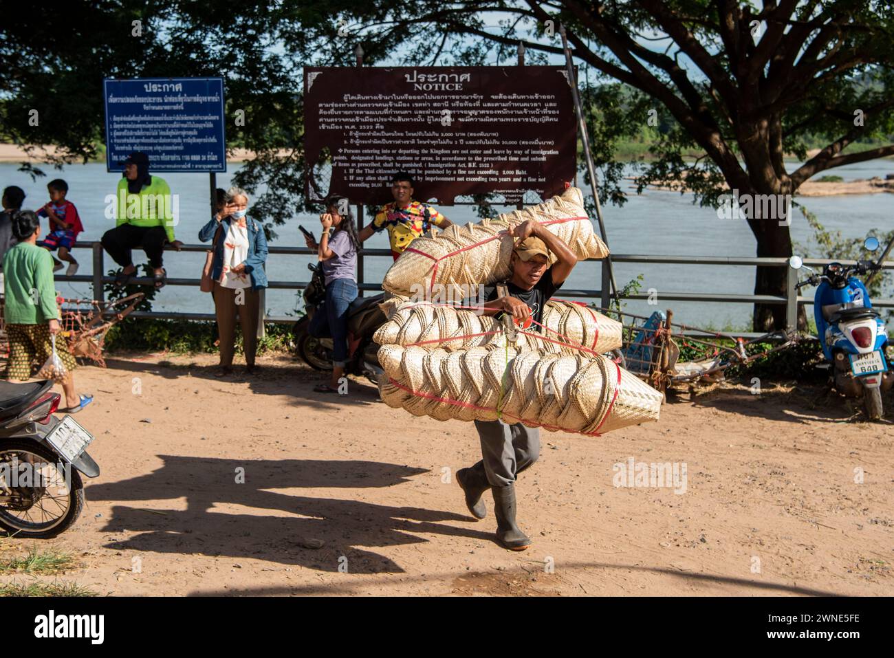 Lao People with Basketry at the Saturday Border Lao Market in Town of ...