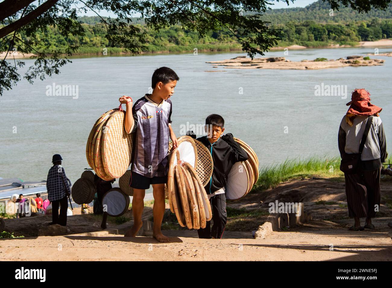 Lao People with Basketry at the Saturday Border Lao Market in Town of ...