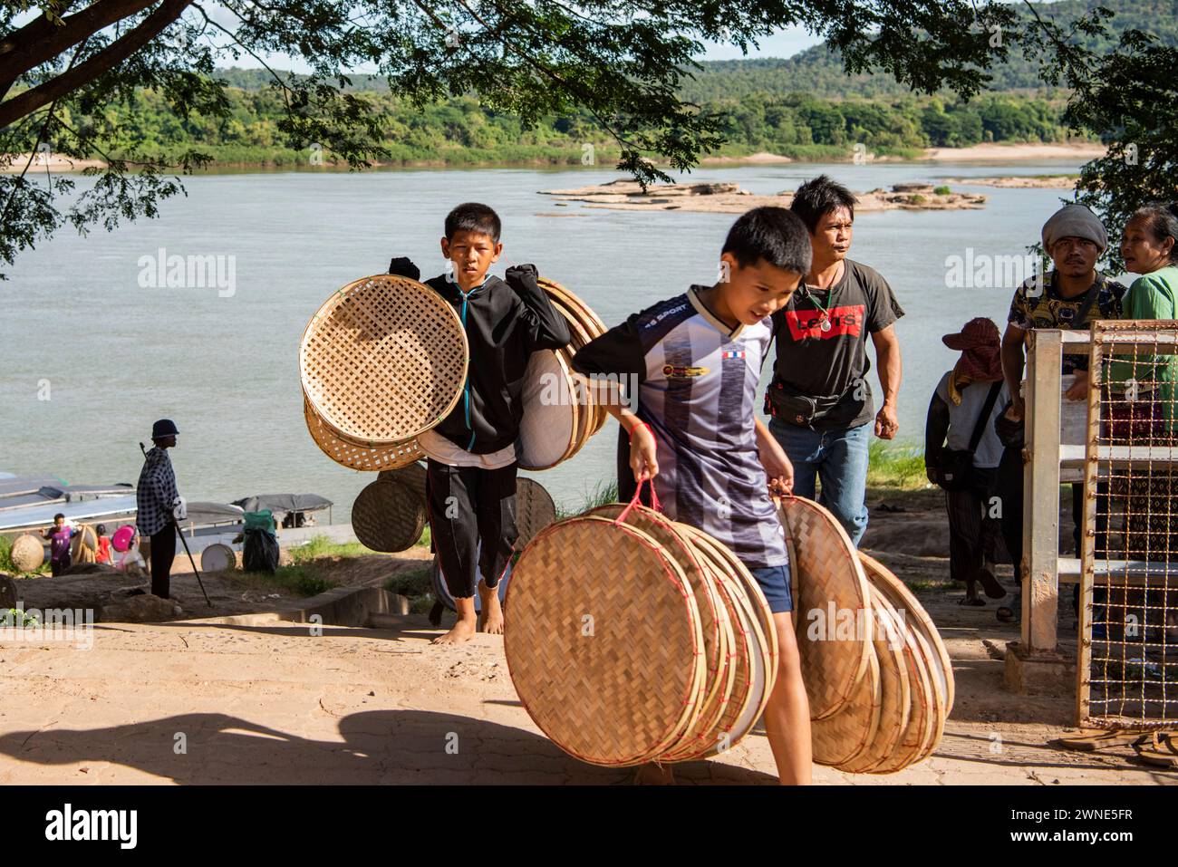 Lao People with Basketry at the Saturday Border Lao Market in Town of ...