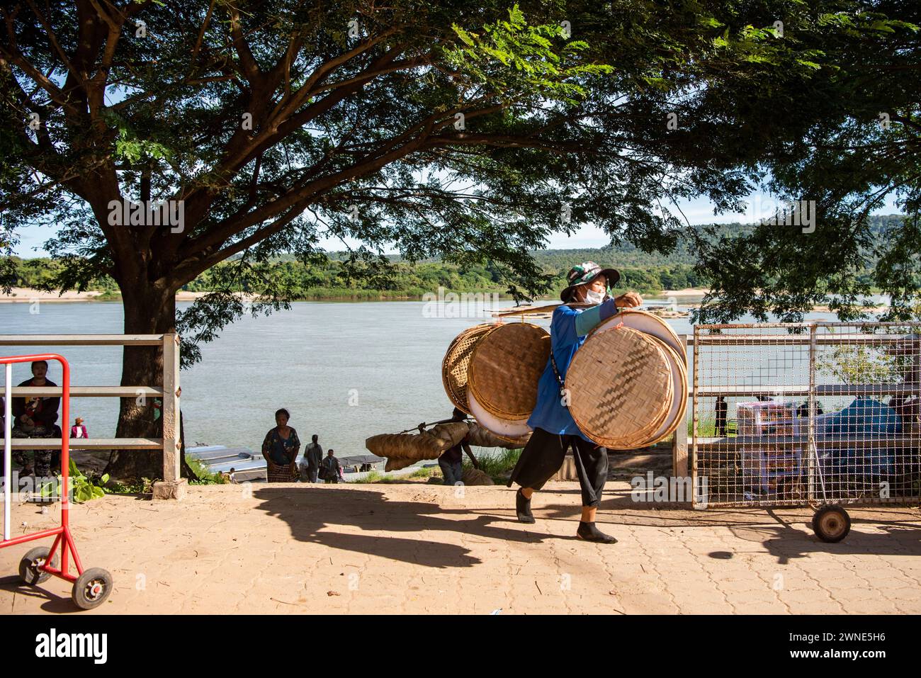 Lao People with Basketry at the Saturday Border Lao Market in Town of ...