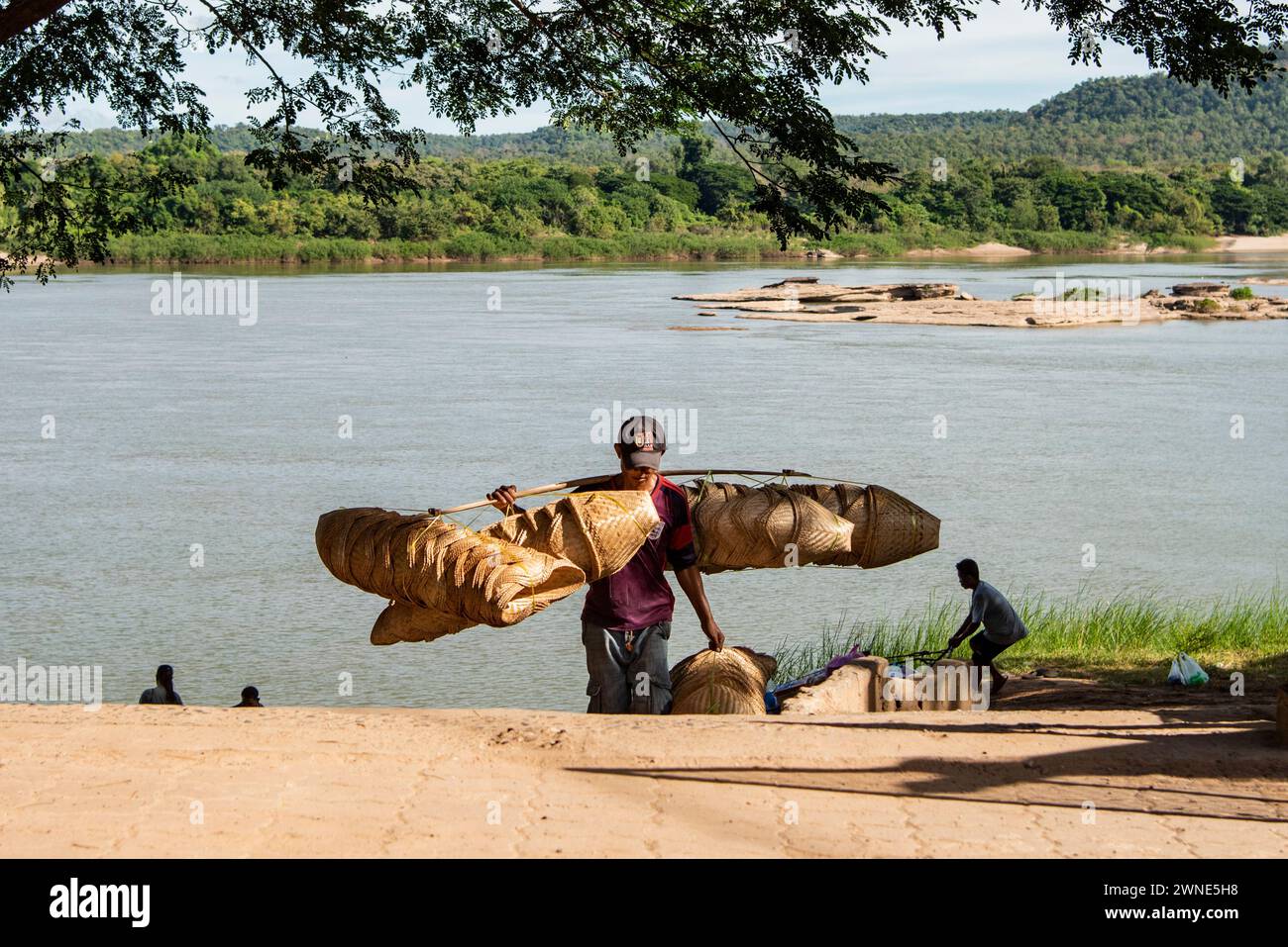Lao People with Basketry at the Saturday Border Lao Market in Town of ...