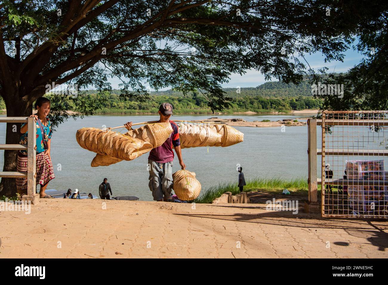 Lao People with Basketry at the Saturday Border Lao Market in Town of ...