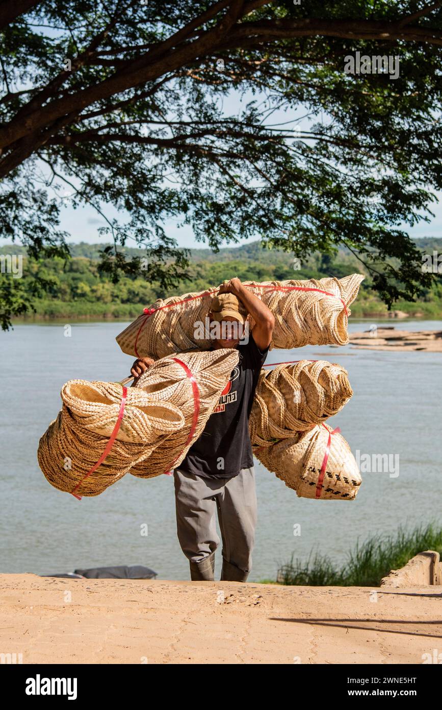 Lao People with Basketry at the Saturday Border Lao Market in Town of ...