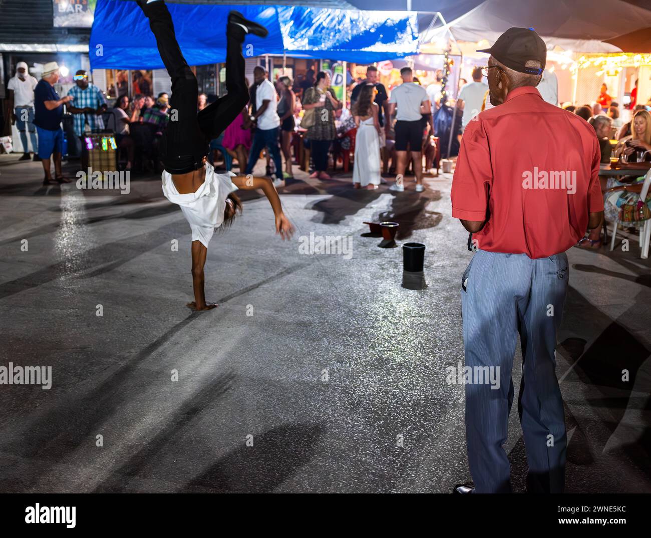 A carnival atmosphere at Oistins fish fry, a regular event every Friday ...