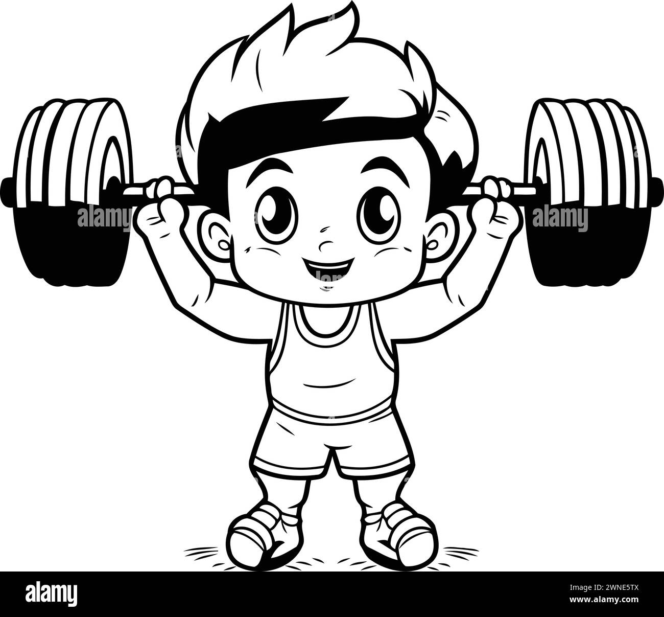 Cartoon fitness boy Black and White Stock Photos & Images - Alamy