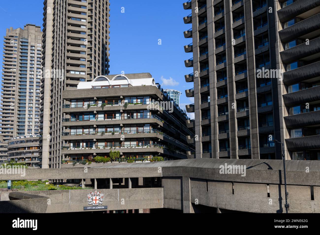 Looking along Beech Street, at the apartment buildings of the Barbican ...